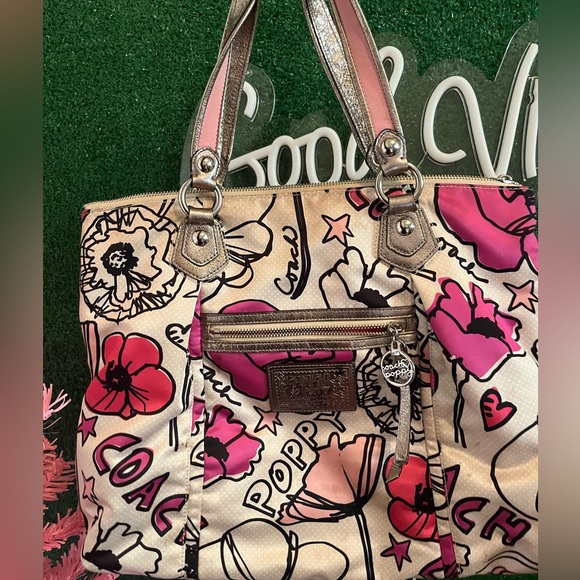 Coach | Bags | Vintage Coach Satin Graffiti Poppy Tote | Poshmark